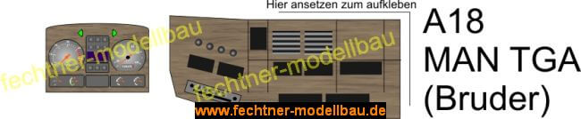 Decal/Aufkleber "Armaturenbrett" A18 für MAN TGA (Bruder), | 4496