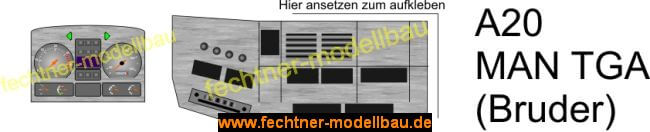 Decal/Aufkleber "Armaturenbrett" A20 für MAN TGA (Bruder), | 4498