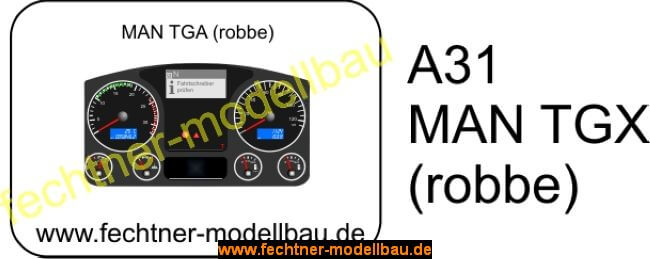 Decal/Aufkleber Armaturenbrett A31 für MAN TGX (robbe) | 4510