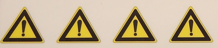 Warning triangle symbols set 14mm high, 4 symbols, yellow/black | 6065