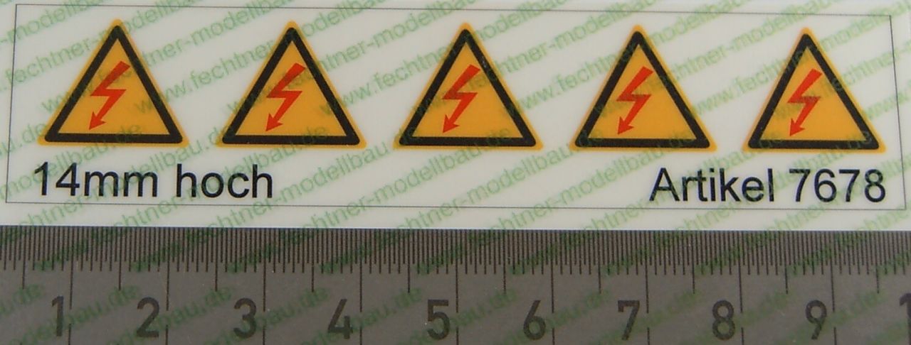 Warning triangle symbols set 14mm high, 4 symbols, | 7678